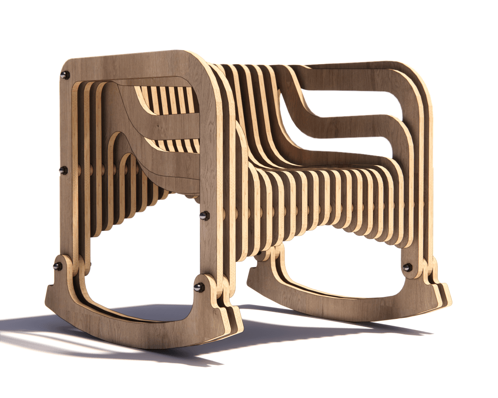 Parametric Rocking Chair Plans in DXF File - Modern Design for Cutting ...